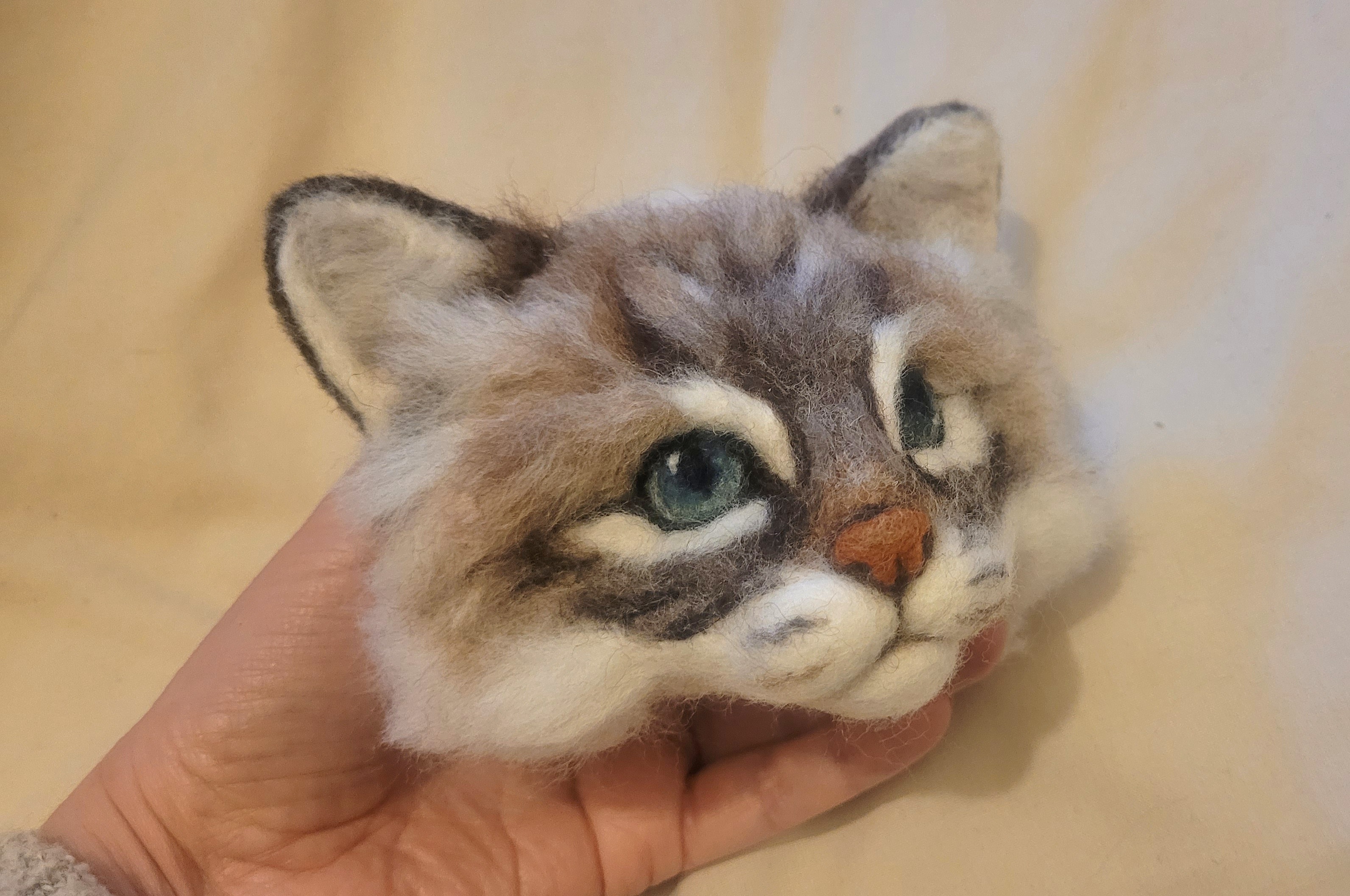 NEEDLE FELTED CAT HEAD (Time lapse) 🐱 | Fit to be loved